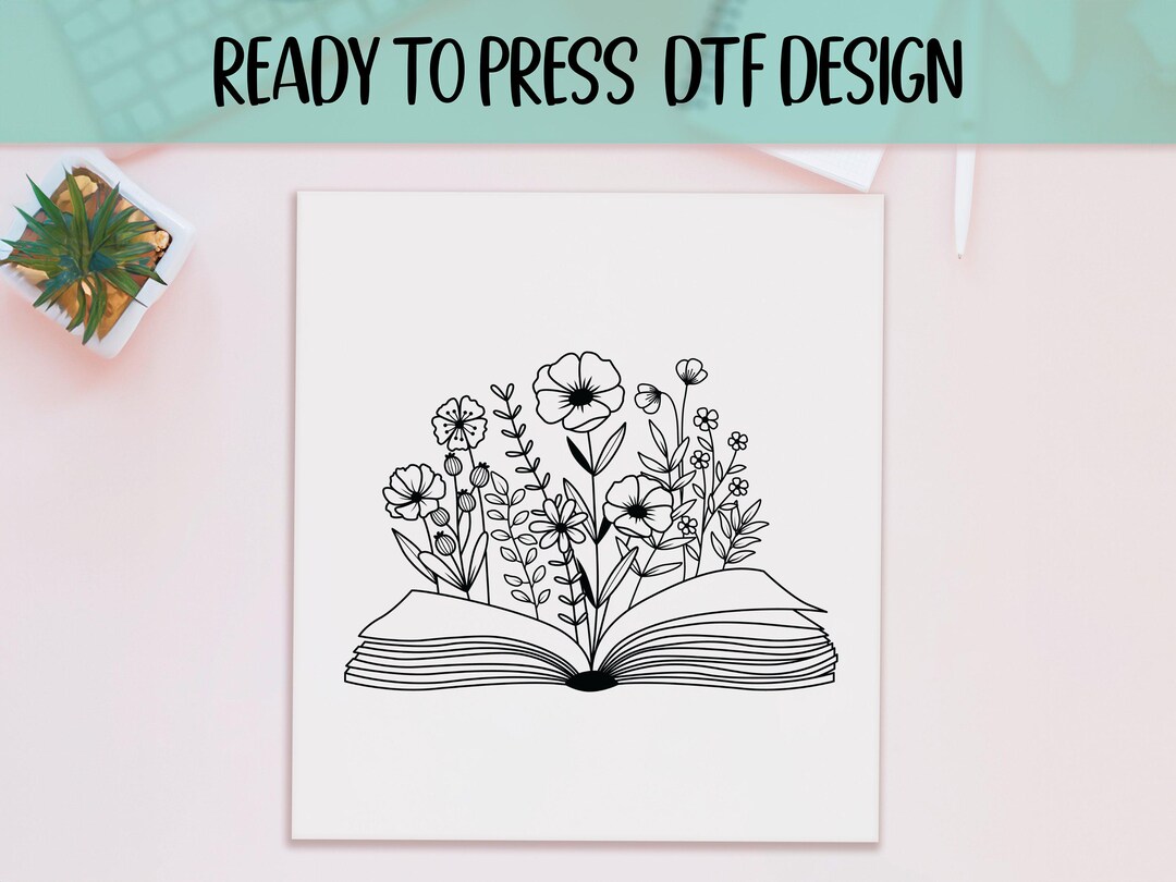 Flower Book DTF, Flower Lovers Print, Heat Press DTF Transfer, Gift for ...