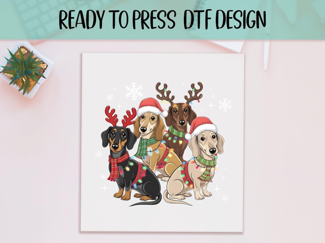 Christmas Dogs Ready to Press DTF, Dog Lover Gift Print, Heat Press DTF ...