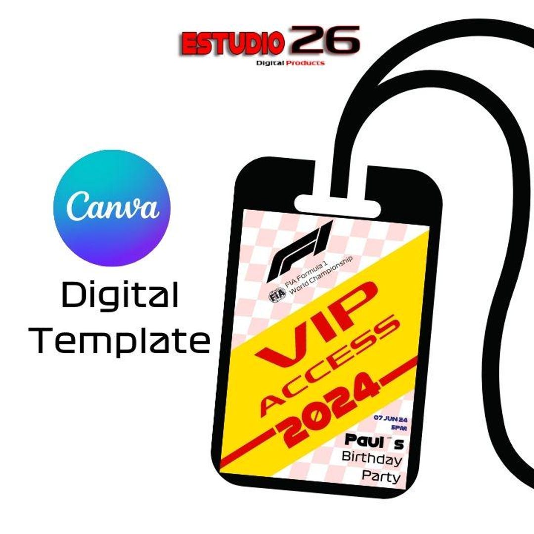 PADDOCK VIP Pass: Editable Canva Template, Printable Formula 1, Inspired Ticket F1, Racecar ...