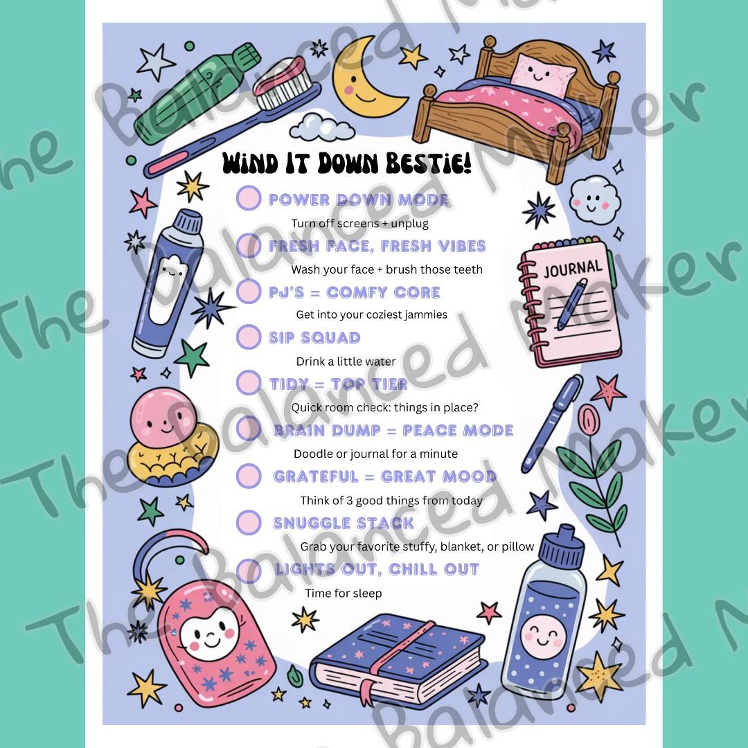 Gen Alpha Tween Night Time Routine Check List - Etsy