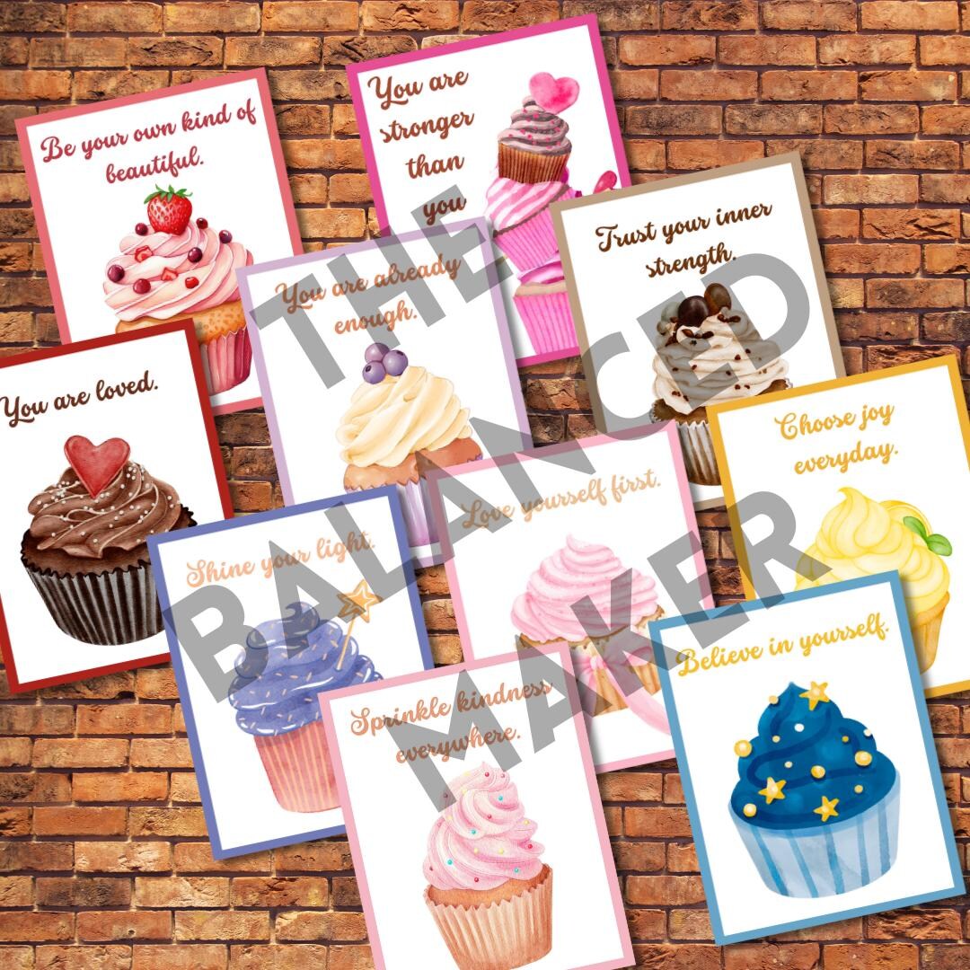Cupcake Themed Positive Affirmation Wall Art for Bakery, Coffee Shop or ...