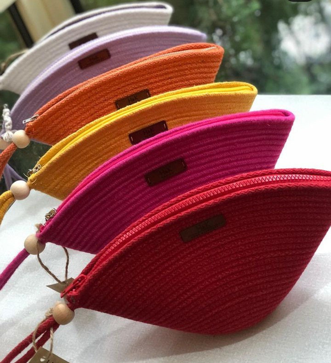 Rope Clutch Bag With Zipper Handmade Colorful Cord Tote Bag Handwoven ...