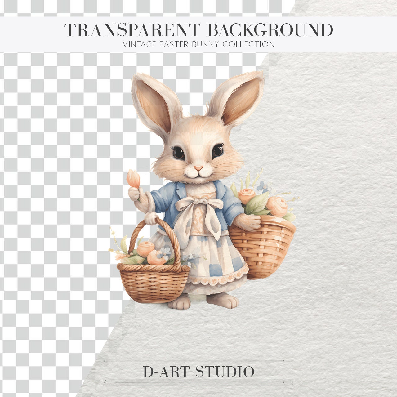 Easter Clipart PNG, Vintage Easter Bunny Clipart 40 PNG, Watercolour ...