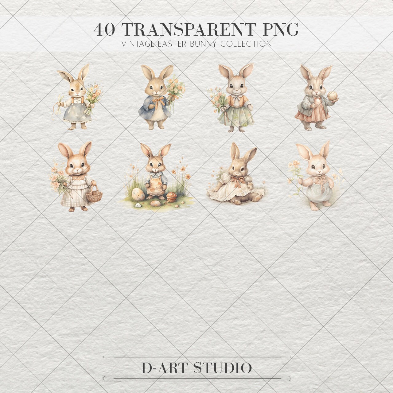 Easter Clipart PNG, Vintage Easter Bunny Clipart 40 PNG, Watercolour ...