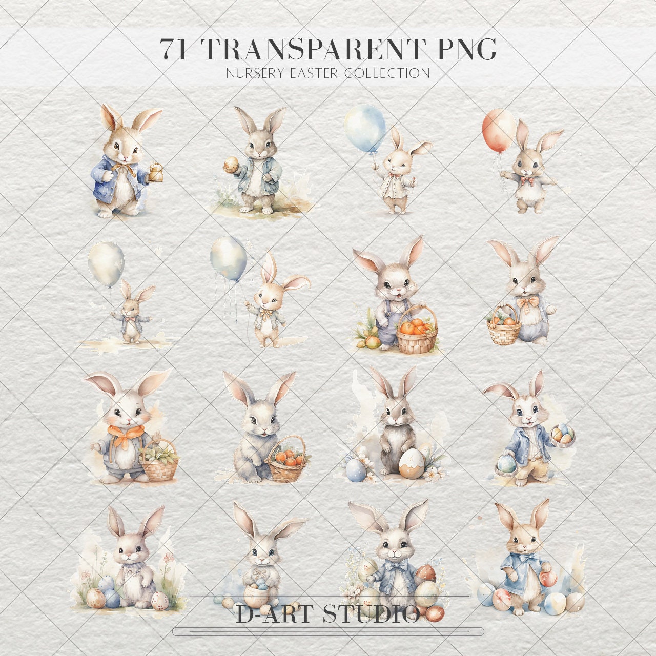 Easter Clipart PNG, Easter Bunny Clipart 71 PNG, Watercolor, Spring ...