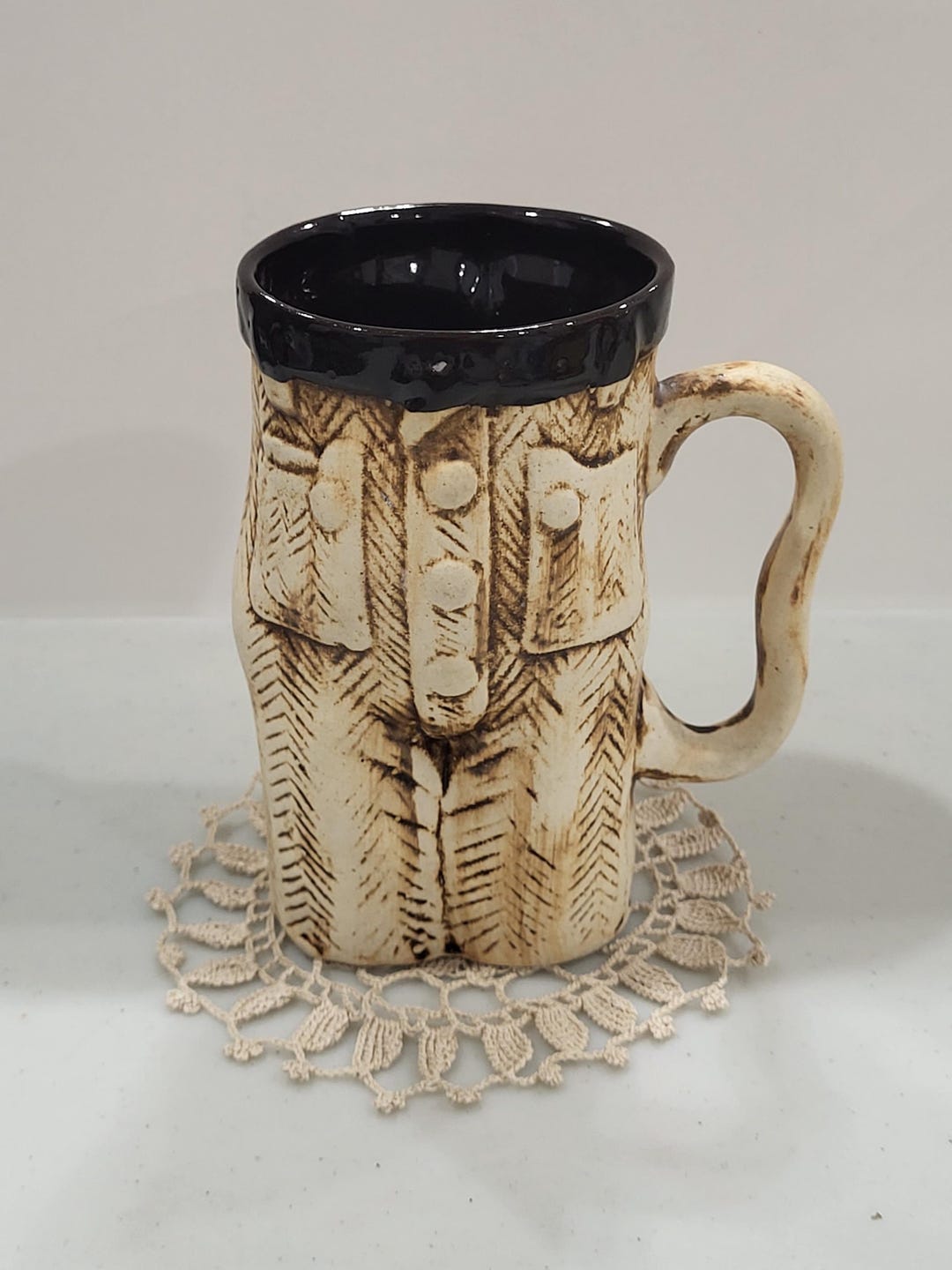 Pottery Mug, Rustic Pants, Art Deco Pants, Ceramic Mug - Etsy