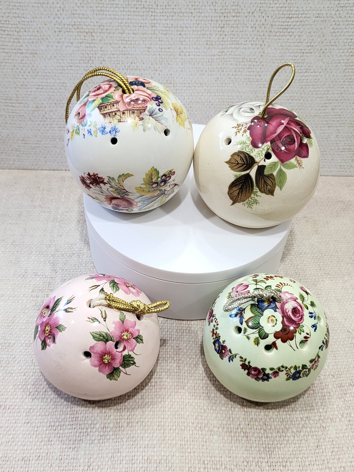 Vintage Ceramic Pomanders, Floral Patterns, Home Fragrances, Lot of 4 ...
