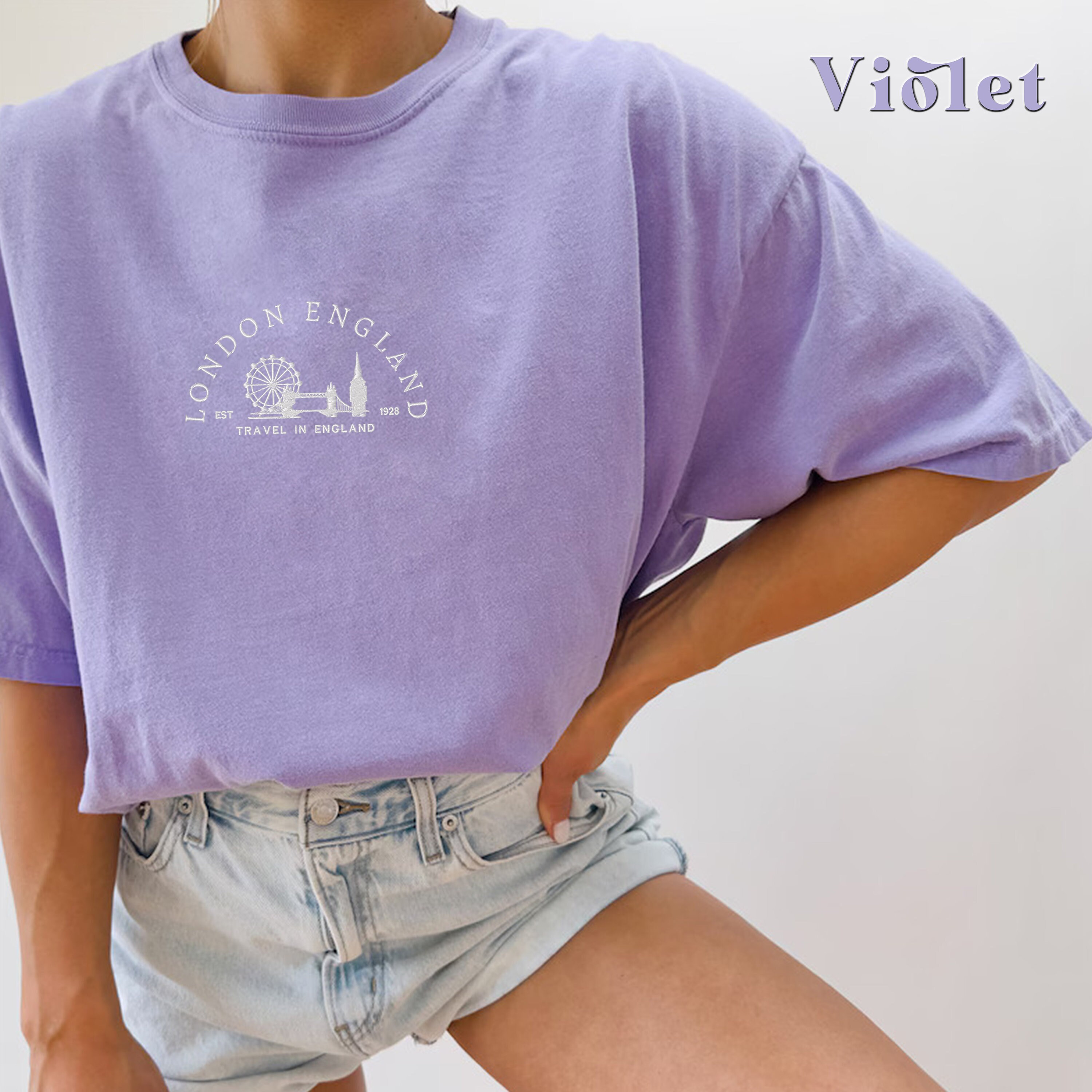 Embroidered London England T-shirt, UK London T-shirt, British Style ...