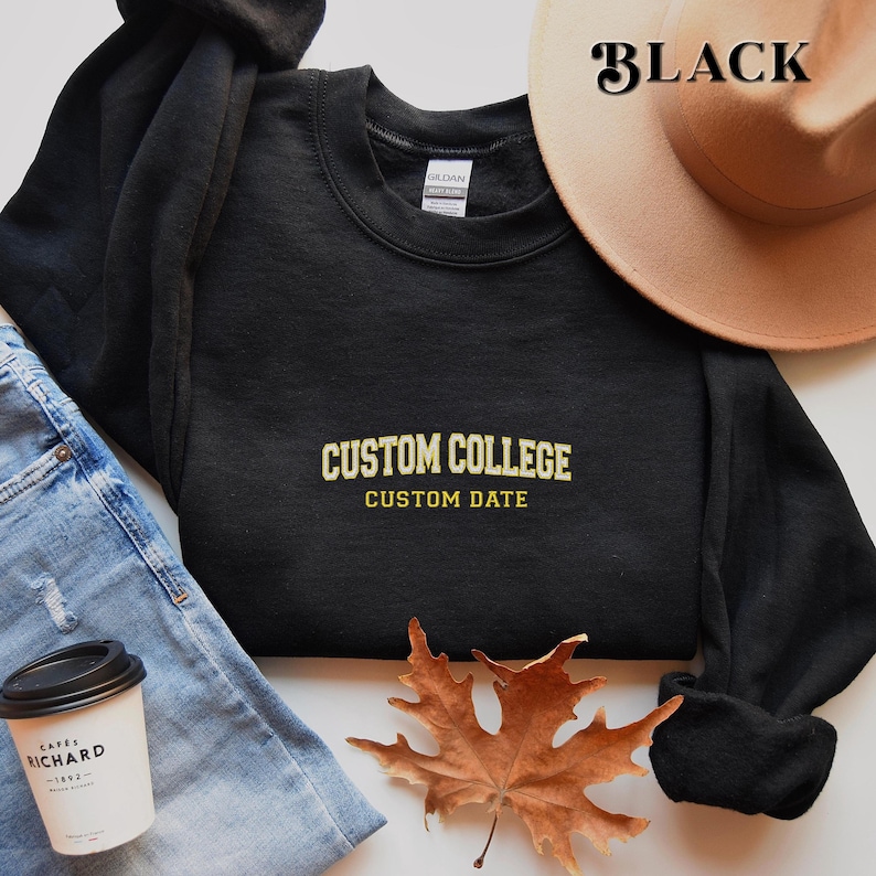 Embroidered Custom Design Sweatshirt, Personalized College Sweatshirt ...