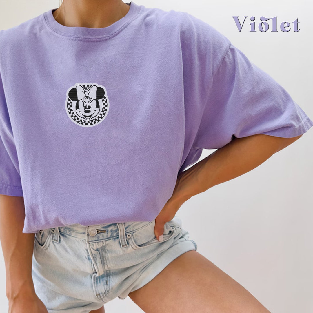 Embroidered Minnie Mouse Checkered T-shirt, Disneyland Retro Shirts ...