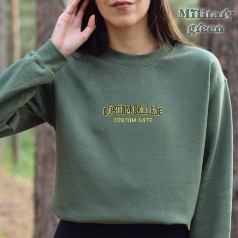 Embroidered Custom Design Sweatshirt, Personalized College Sweatshirt ...
