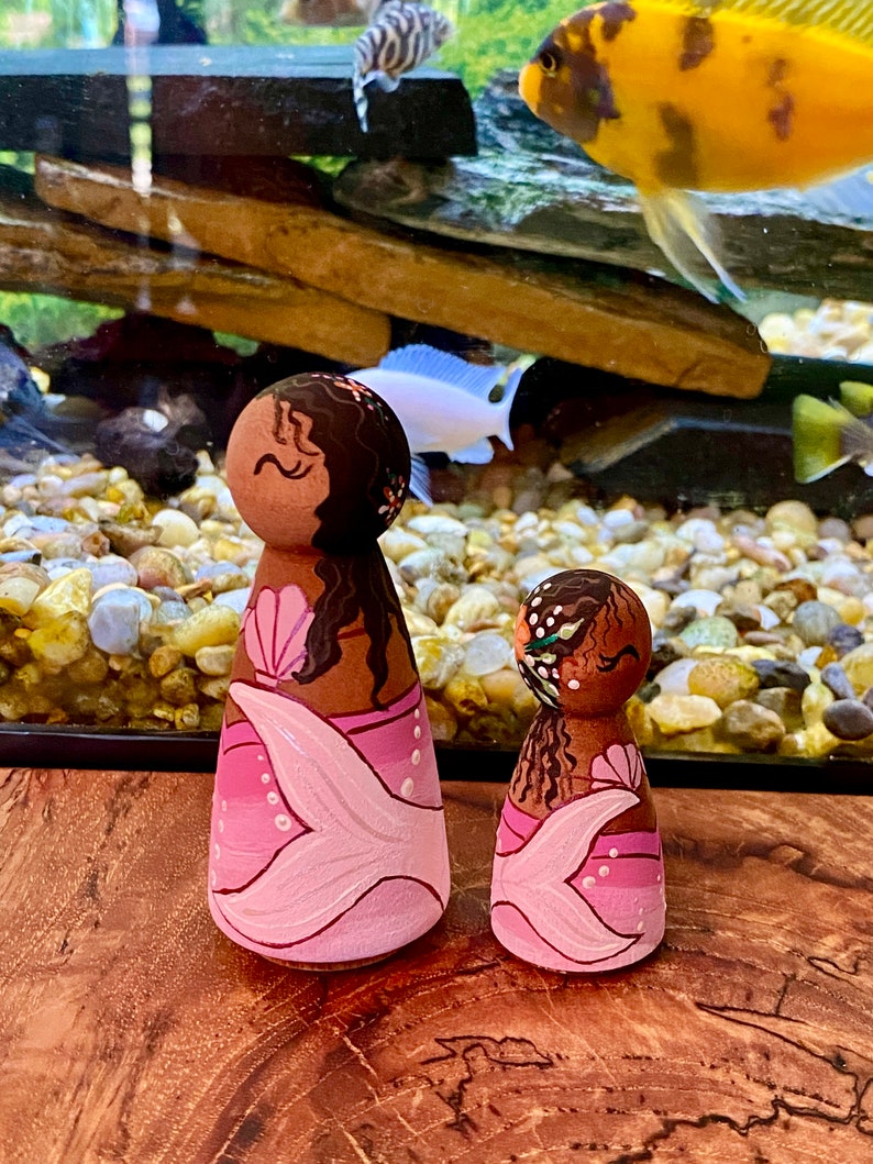 Mermaid | Peg Doll Set | Mother Daughter Gift | Hand Painted ...