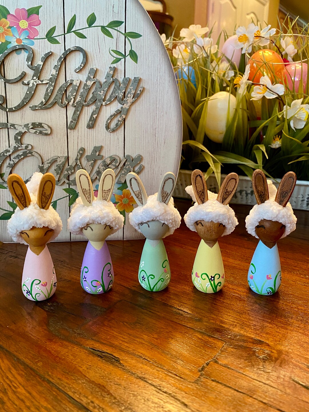Easter Peg Dolls | Easter Basket | Unique Easter Gift | Crochet Rabbit ...