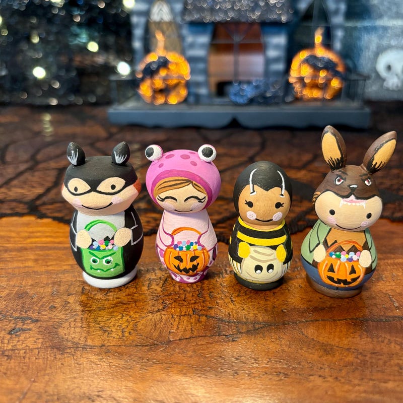Wood Peg Dolls Halloween - Etsy