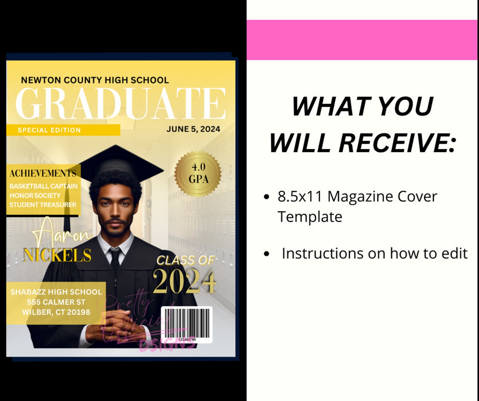 Graduate Magazine Cover High School| College Editable Template| 2025 ...