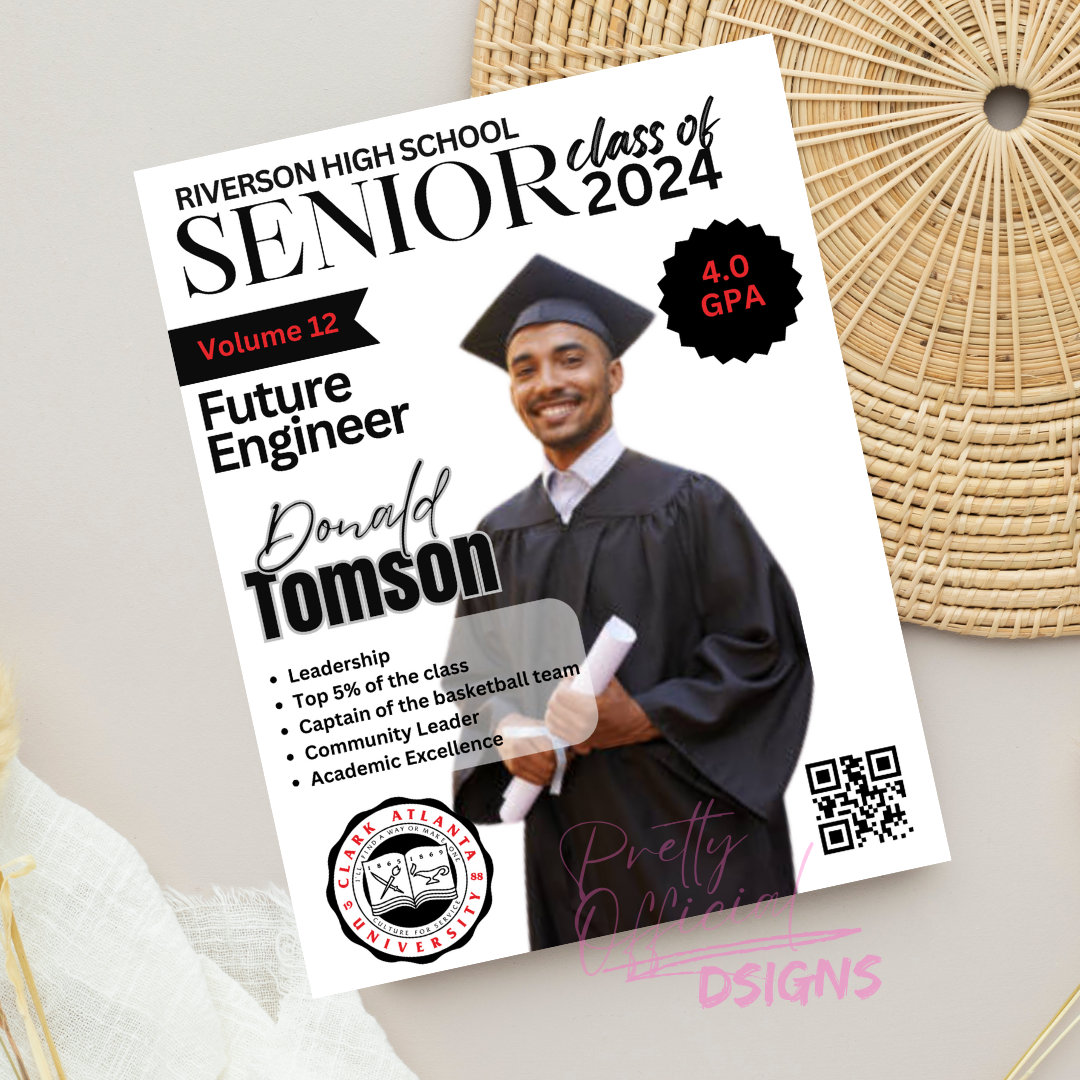 Senior Graduate Magazine Cover Editable Template| 2025 College Magazine ...