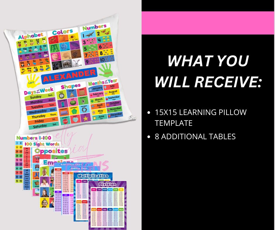 Editable Child's Learning Pillow Template - 15x15 Canva Design | Pre-k ...