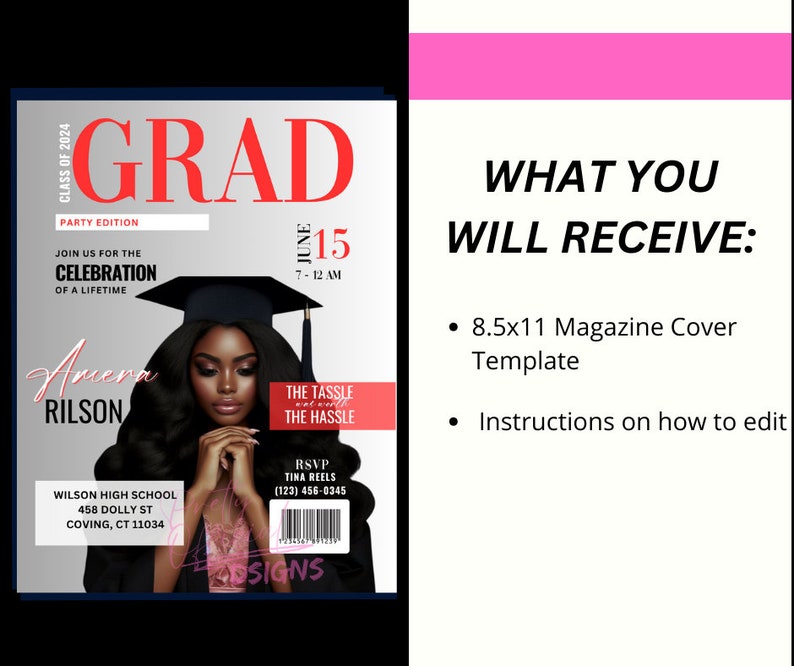 Grad Magazine Cover| Graduation Party Invitation | Editable Canva ...