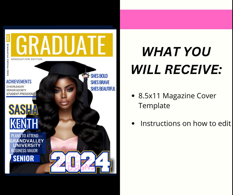 Graduate Magazine Cover Editable Template| 2025 Senior Magazine| Class ...