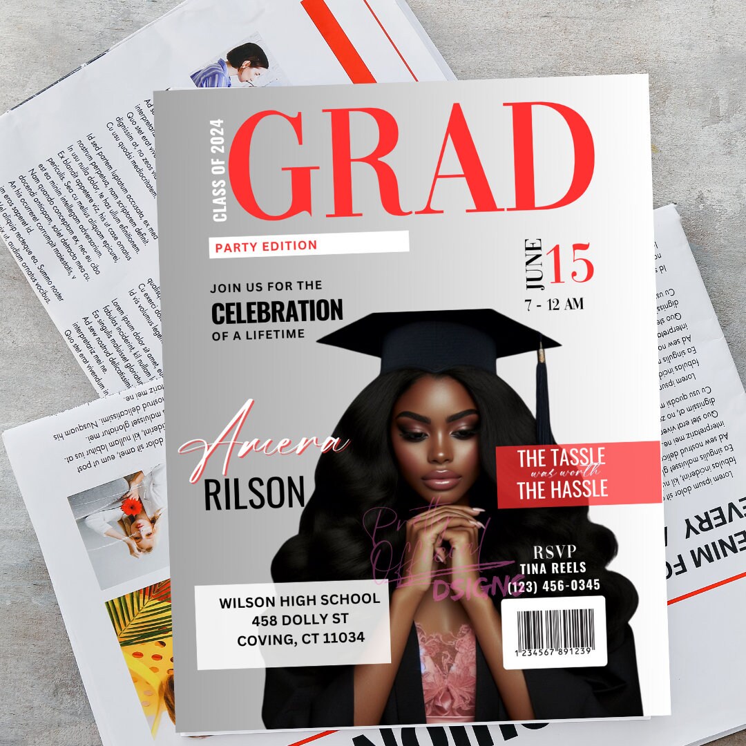 Grad Magazine Cover| Graduation Party Invitation | Editable Canva ...