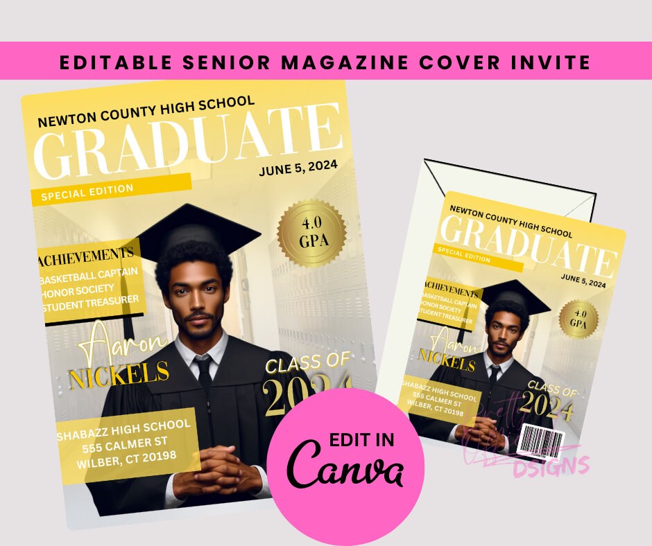 Graduate Magazine Cover High School| College Editable Template| 2025 ...