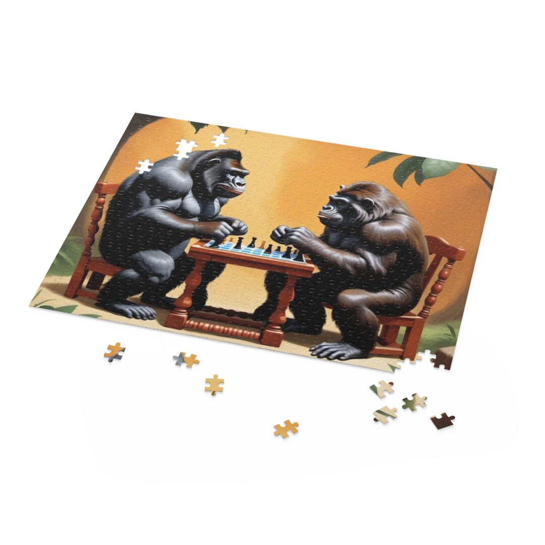 Wildlife Puzzle Monkeys Playing Chess 120, 252, 500-pieces - Etsy