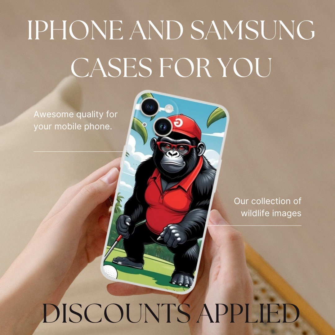 Wildlife Gorilla Case / iPhone and Samsung Case / Compatible Models on iPhone 15 14 13 12 11 PRO ...