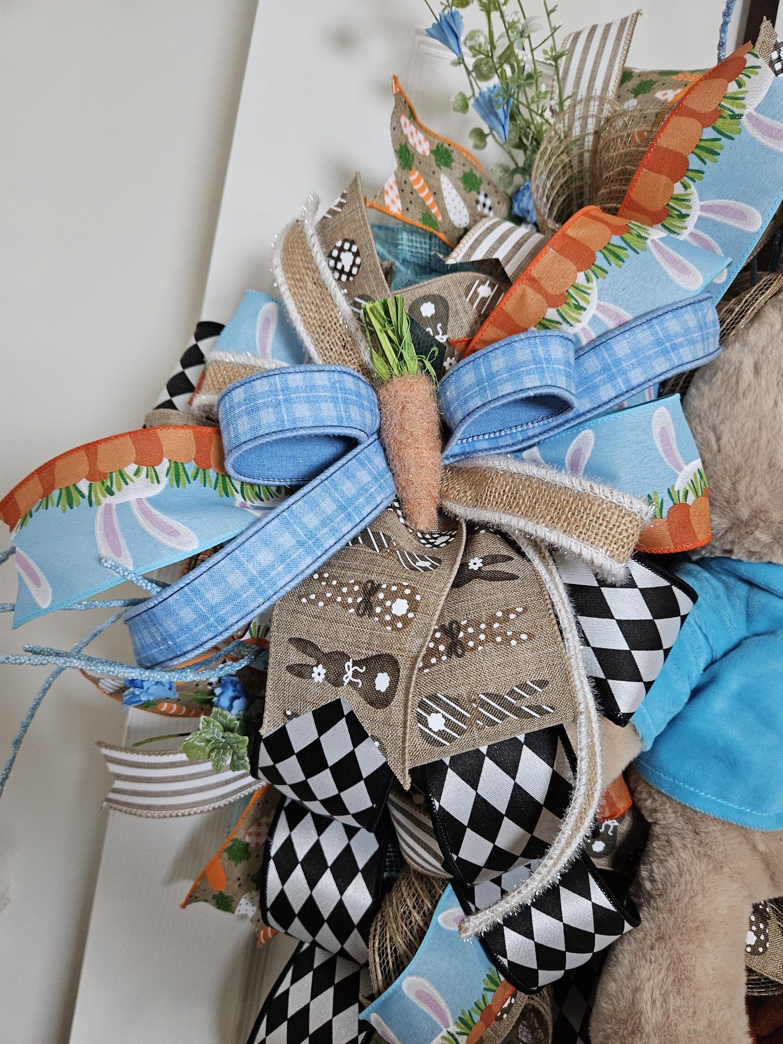 Peter Rabbit Easter Wreath, Plush Bunny Spring Door Decor, Farmhouse ...