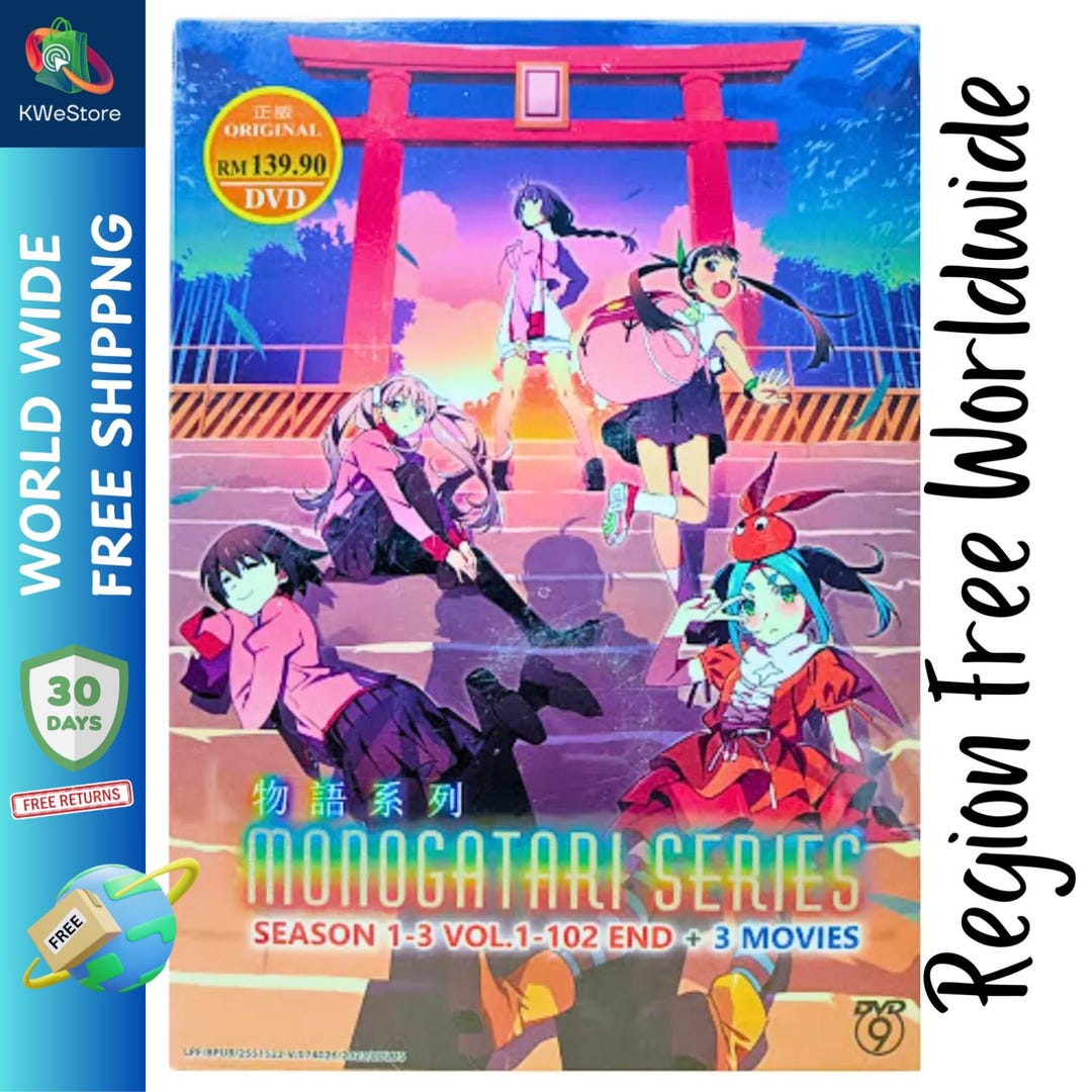 DVD Anime Monogatari Series (season 1-3) (vol. 1-102 End) +3 Movies (11 ...