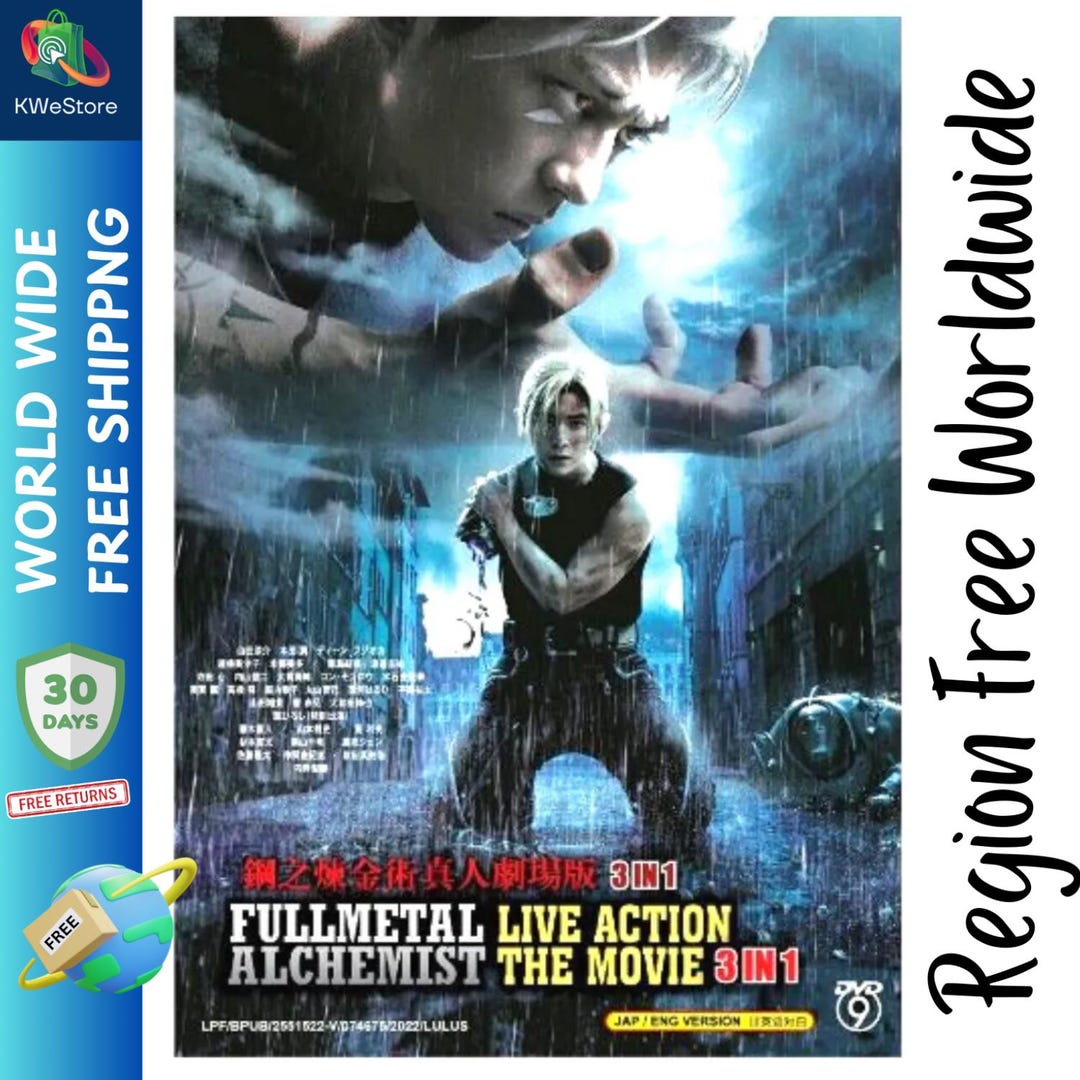 DVD Anime Fullmetal Alchemist Live Action the Movie 3-in-1 Complete Set ...