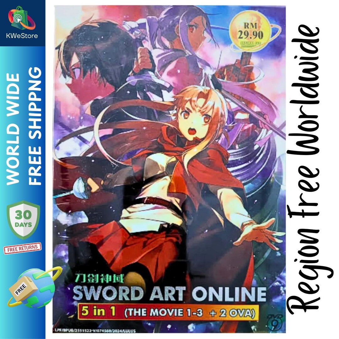Sword Art Online Movie Collection 5 in 1 (the Movie 1-3 + 2 OVA) DVD English Dub - Etsy