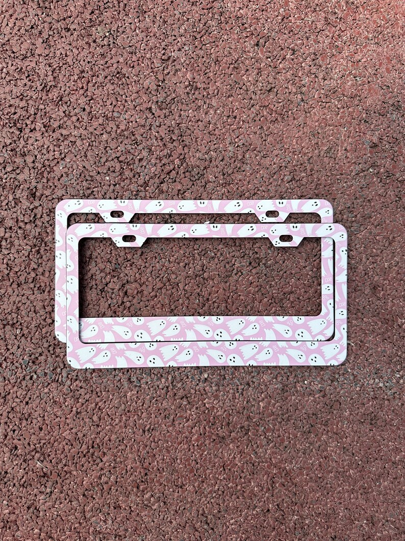 Women's Pink Cute Ghost License Plate Frame 2 Pack Pink Car License ...