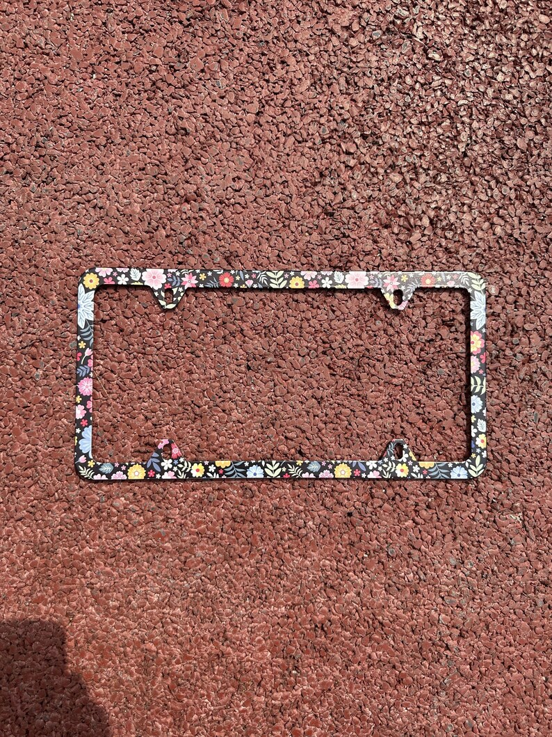 Colorful Floral License Plate Frame 2 Pieces Cute License Plate Frame ...