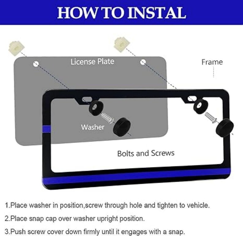 Personalized Blue Line Design License Plate Frame 2-pack Aluminum Car ...