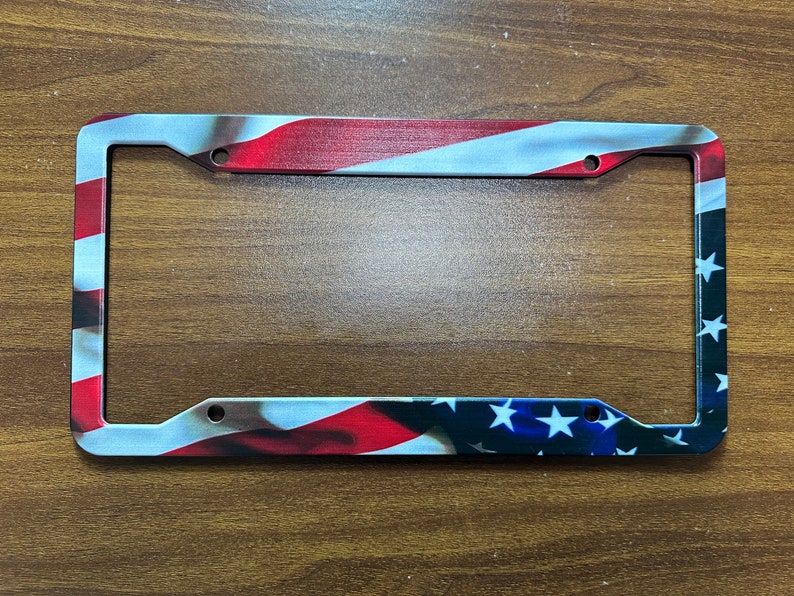 American Flag License Plate Frame 2-pack Universal Aluminum Matte ...