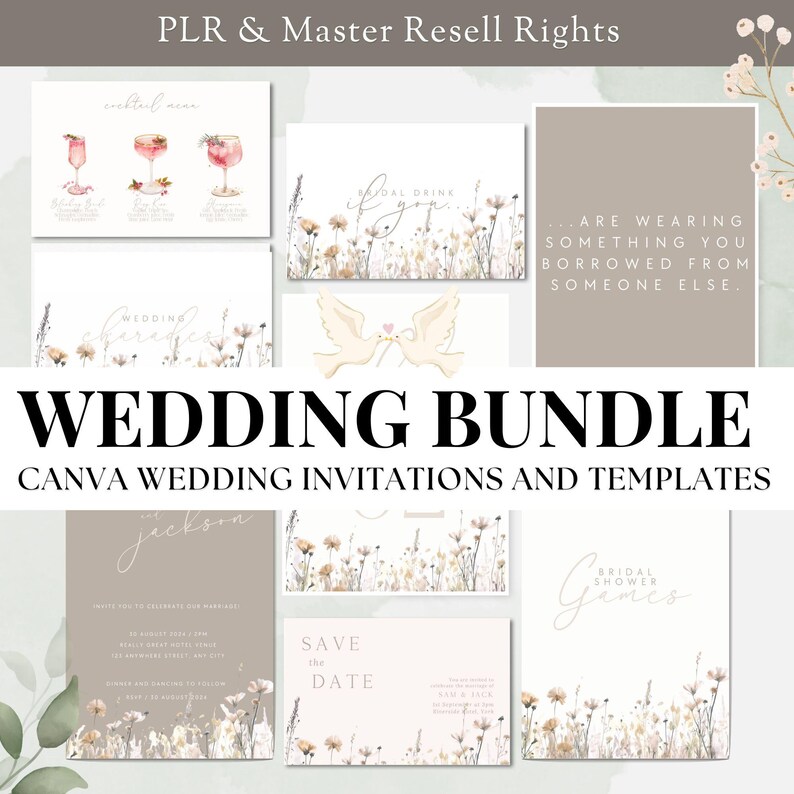 Wedding Invitation Template Download Master Resell Rights Digital Boho ...