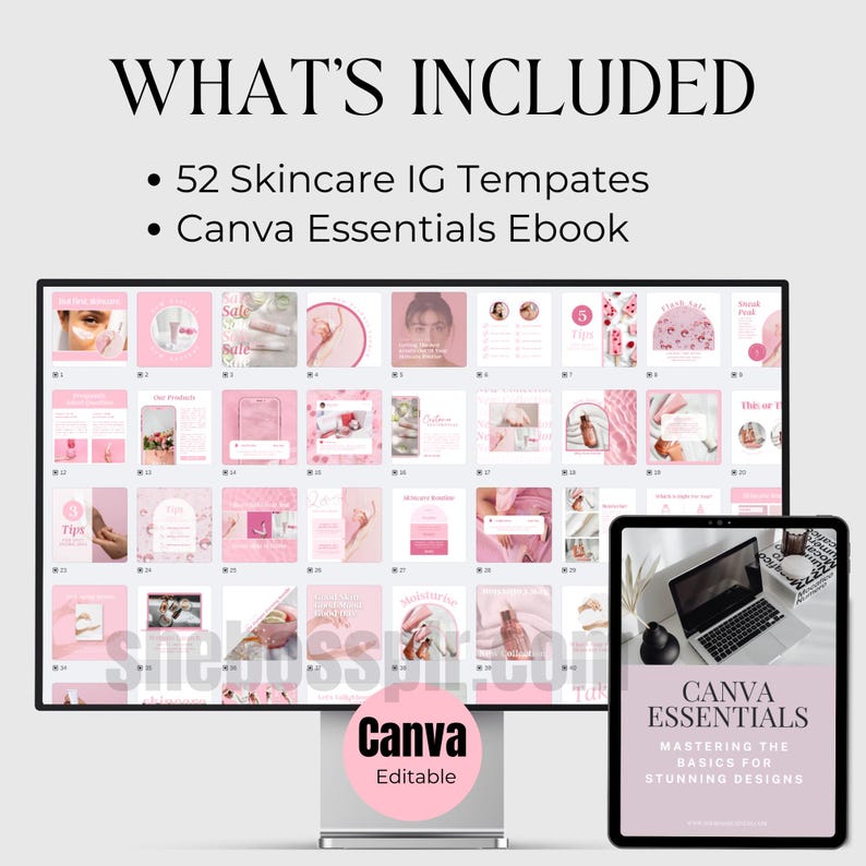 Skincare Instagram Post Templates: Editable Social Media Marketing ...