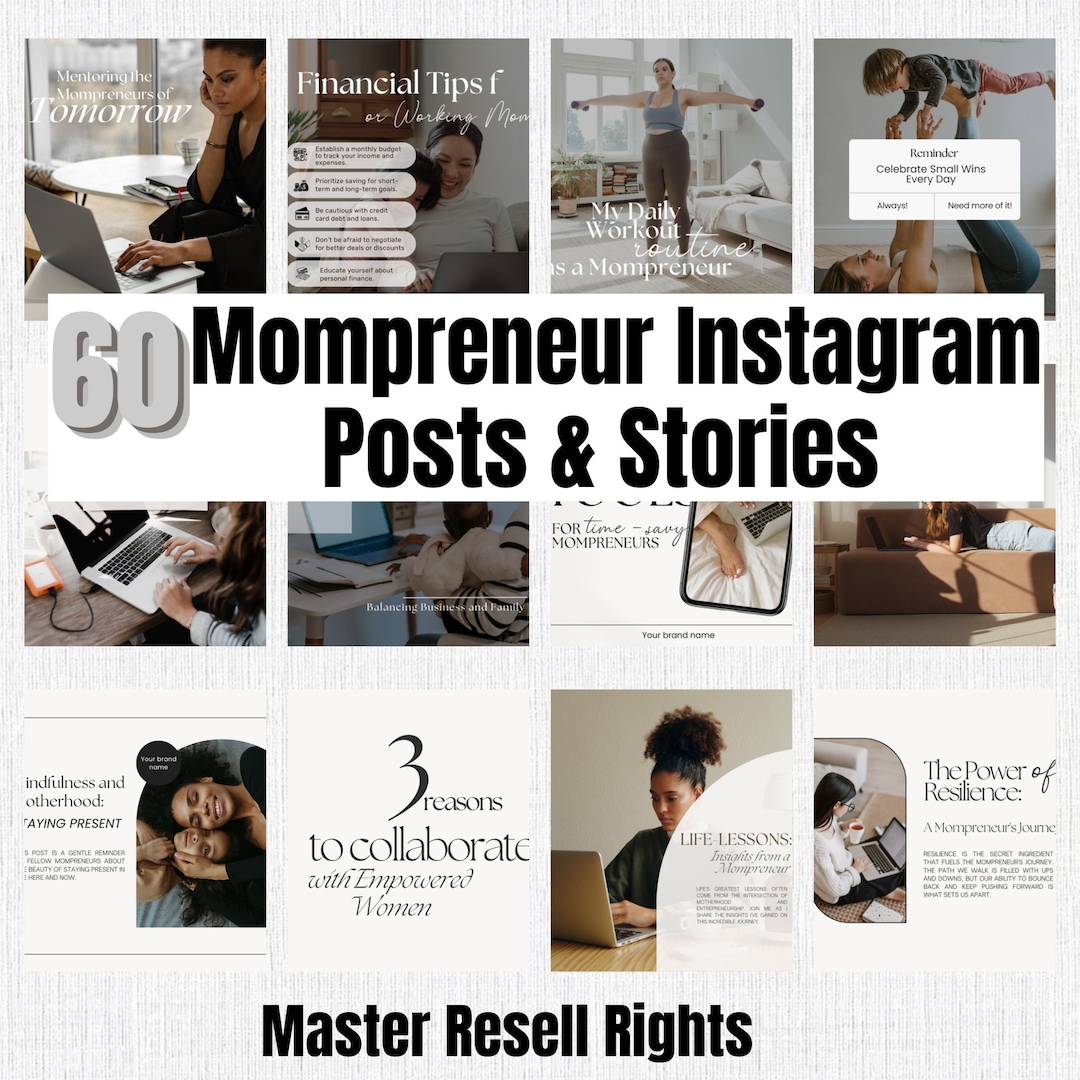 MRR Digital Products Mompreneur Motherhood Posts & Stories Digital Products to Resell MRR Canva ...