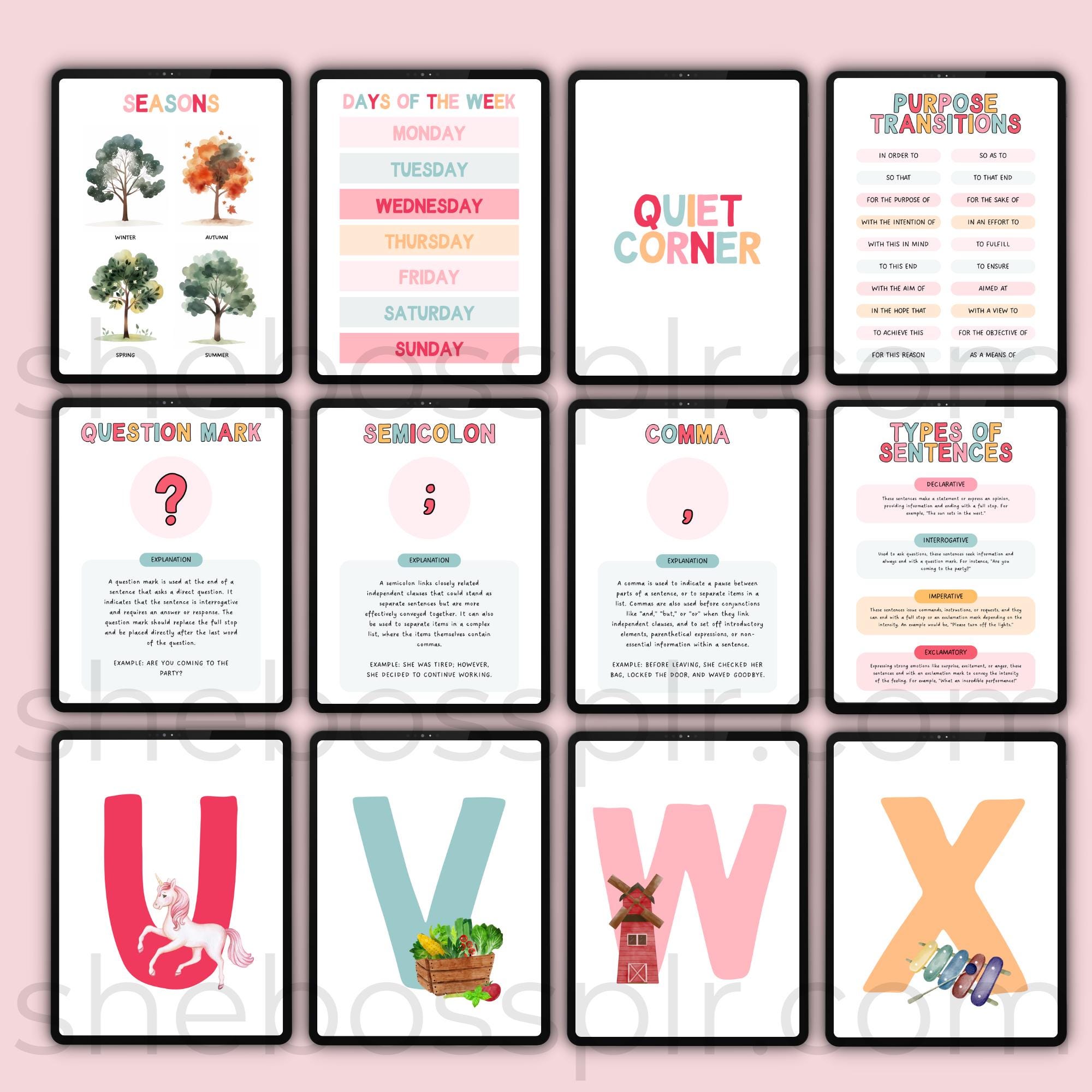 Preschool Educational Posters Bundle: Boho Classroom Decor (digital ...