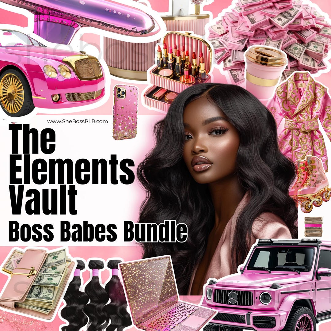 Boss Babe PLR MRR Pink Luxury Aesthetic Glam Digital Clipart for ...