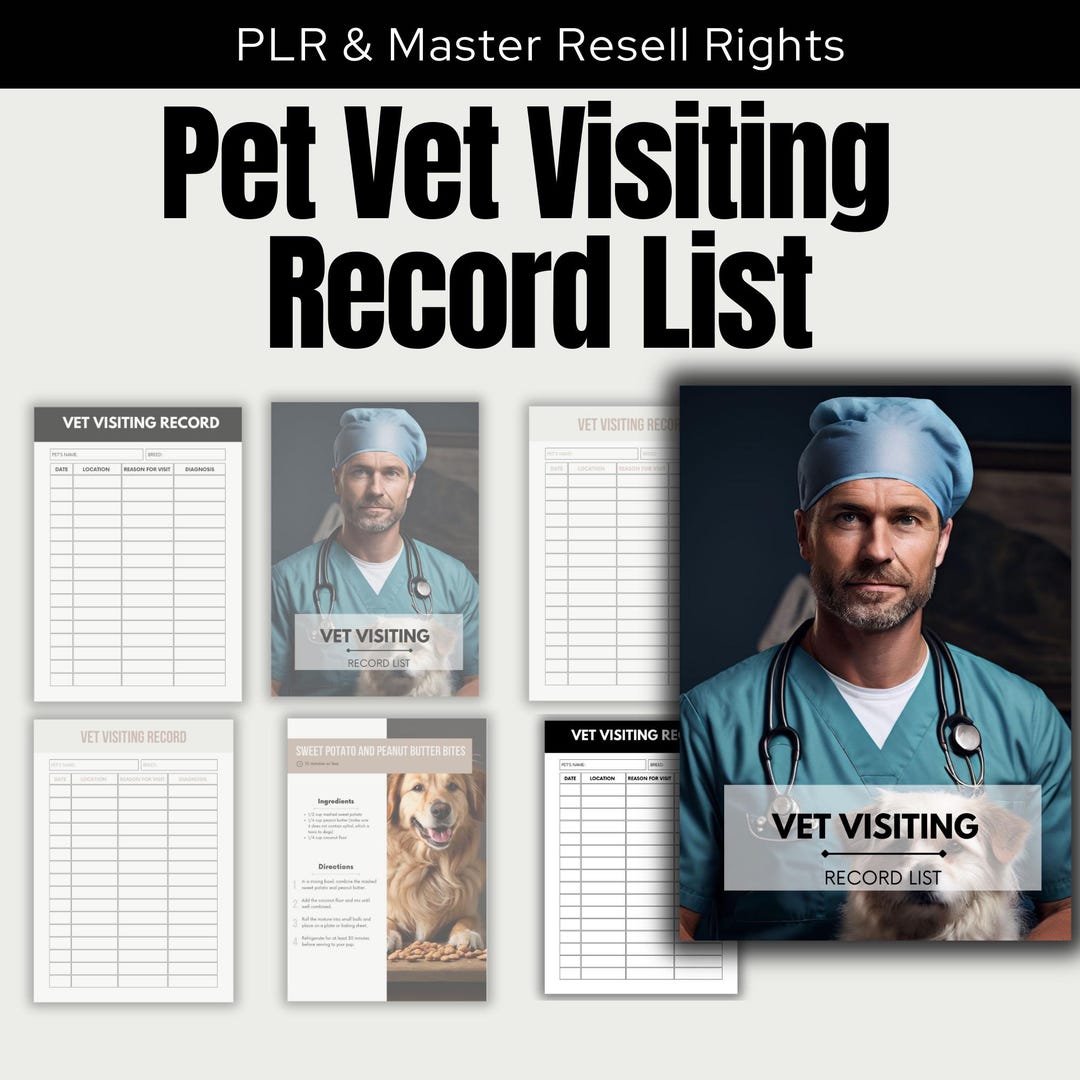 Pet Vet Visit Record List: Canva Template, PLR Resell Rights (digital ...