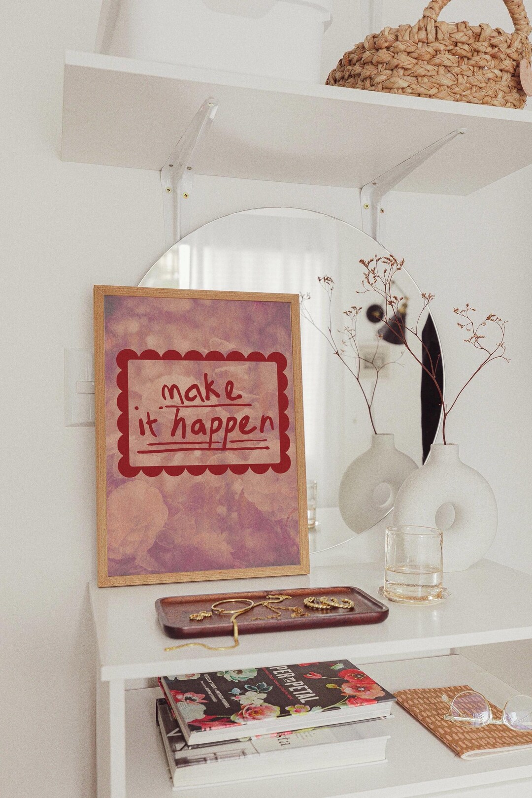 Make It Happen Print, Motivational Artwork, Retro Style Poster,dorm ...