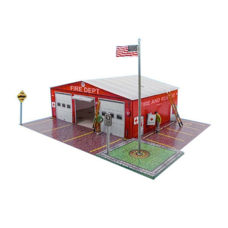 BK 6414 1:64 Scale "fire Department" Photo Real Scale Building Kit - Etsy