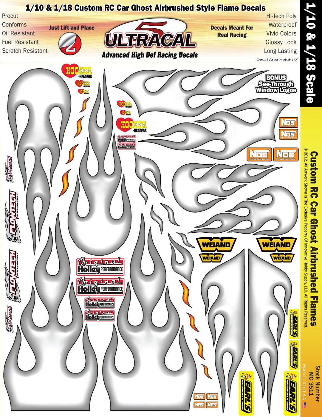 Mg 3511 Ultracal "ghost Flame" Decals for 1/10 and 1/18 Scale - Etsy