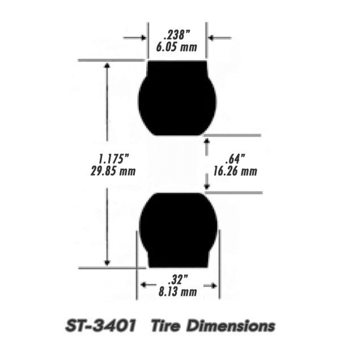 St 3401 1/24 Scale Slot Car Tire for Strombecker, Maserati 250f ...