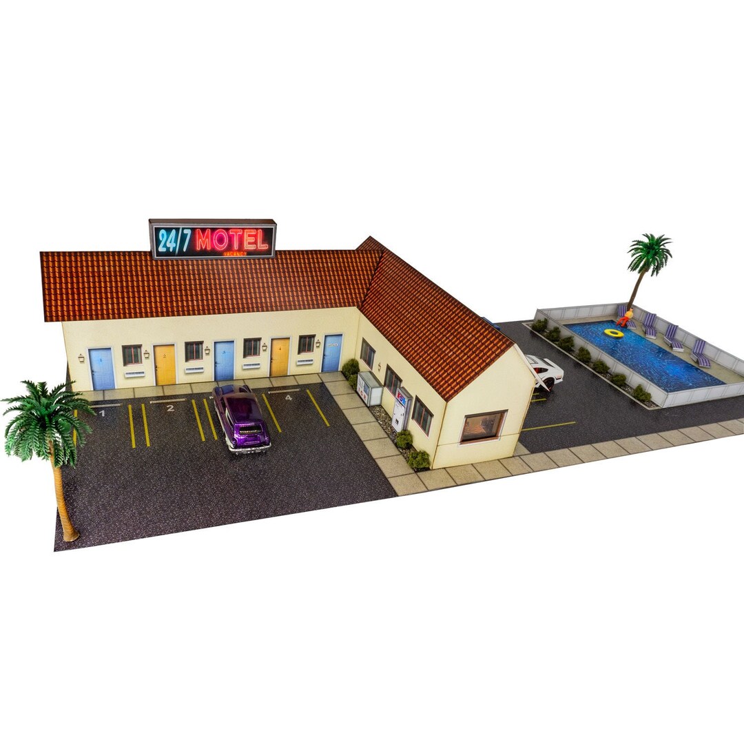 BK 6465 1:64 Scale 24/7 Motel Photo Real Scale Building Kit - Etsy