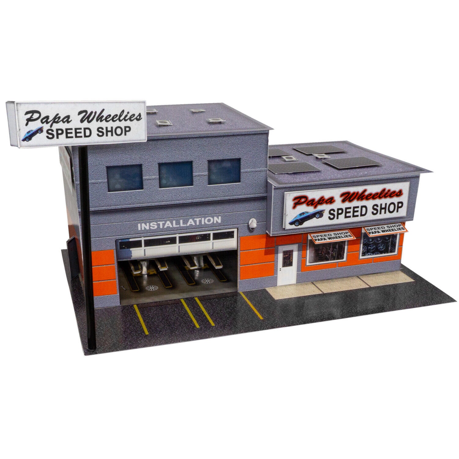 1:64 Scale "papa Wheelies Speed Shop" Photo Real Scale Building Kit - Etsy