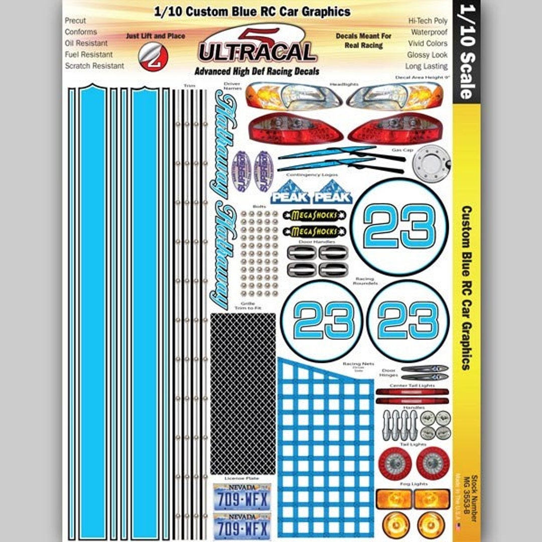 Mg 3553-B Ultracal Custom Blue Rc Car Graphics - Etsy