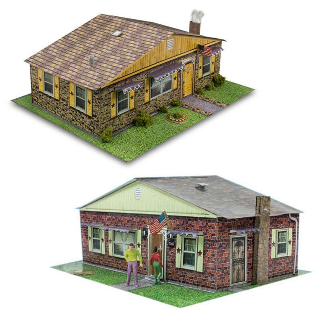 Bk 8700 1:87 Scale sandstone & Brick Rambler Houses Photo Real Scale ...