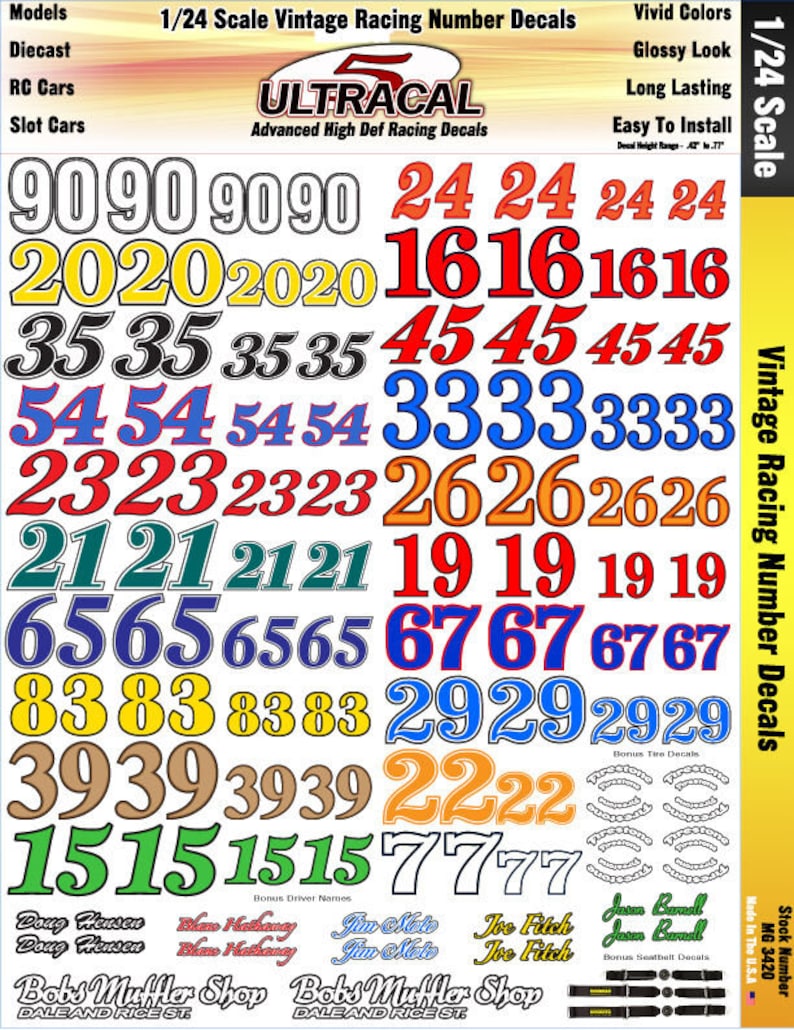 Mg 3420 Utracal - Vintage Racing Number - High Definition Racing Decals ...
